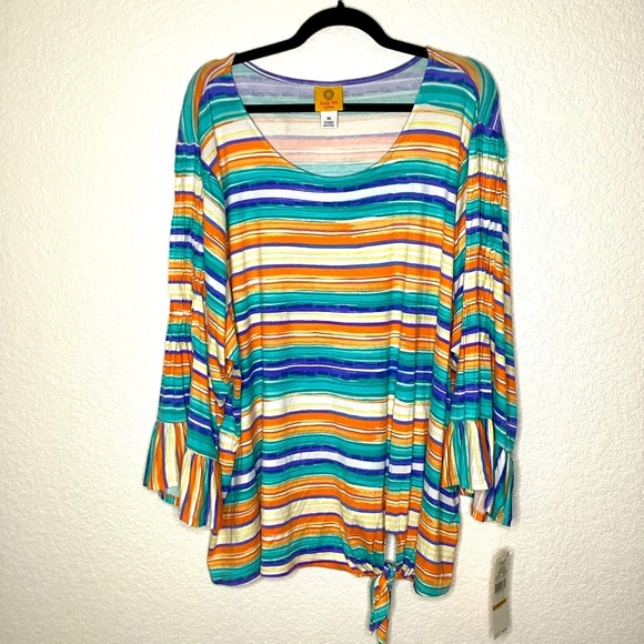 Ruby Rd. | Tops | New Ruby Rd Plus Size 3x Aqua Blue Top Striped ...